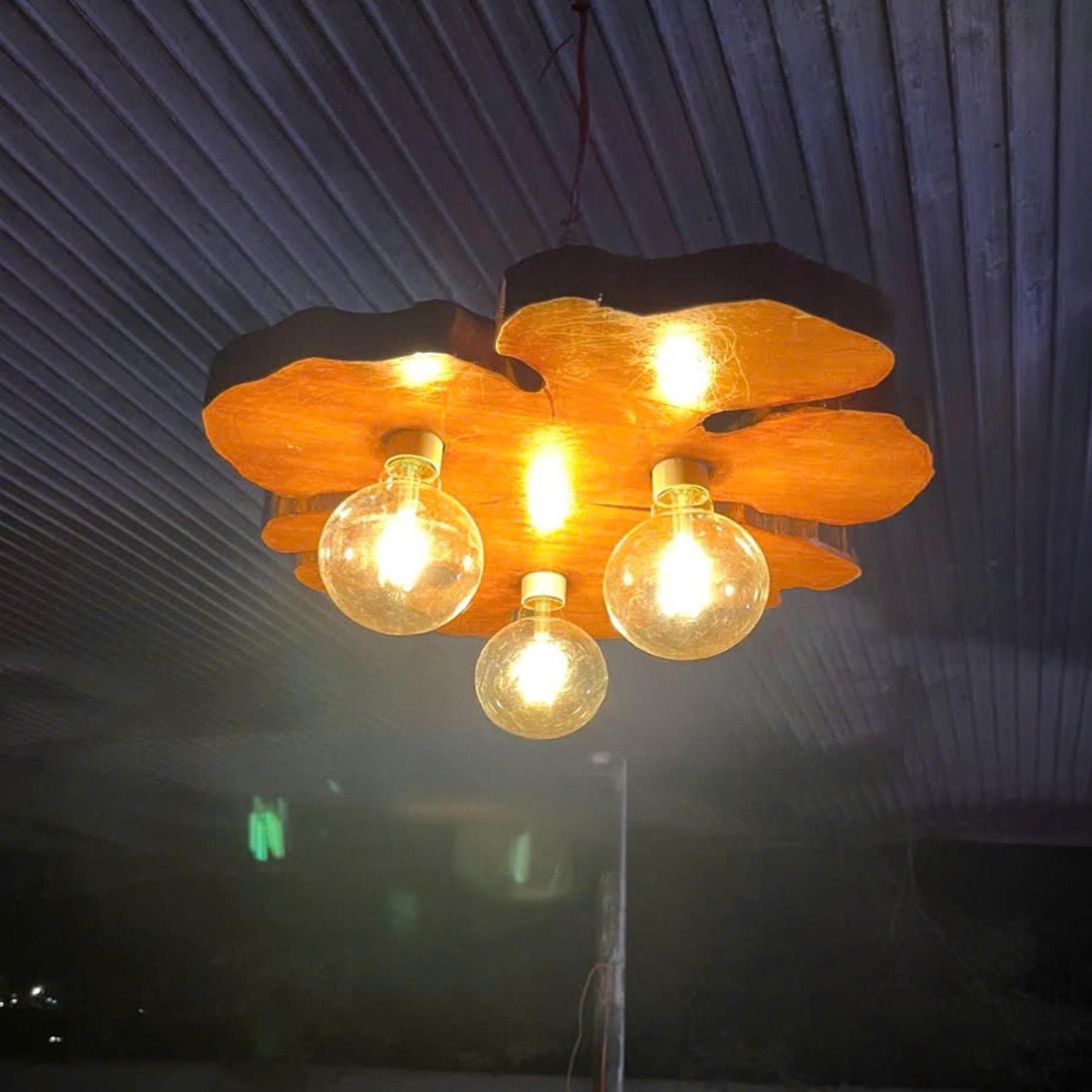 Live Edge Wood Slab Hanging Light Solid Wood Pendant Lamp Shade ...