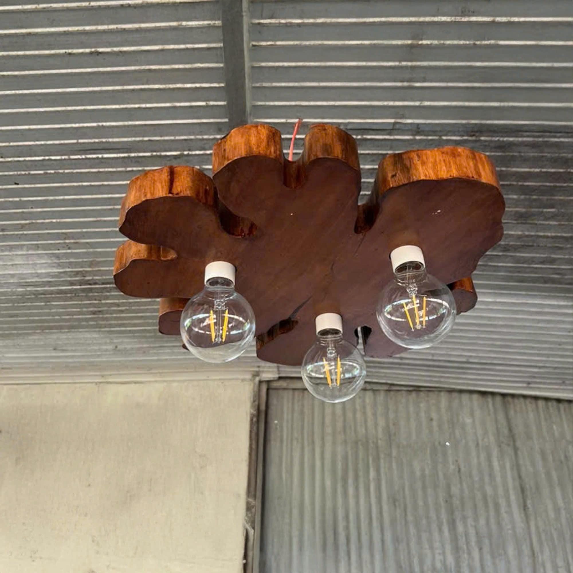 Live Edge Wood Slab Hanging Light Solid Wood Pendant Lamp Shade ...