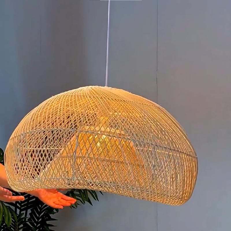 Large Rattan Light - Etsy