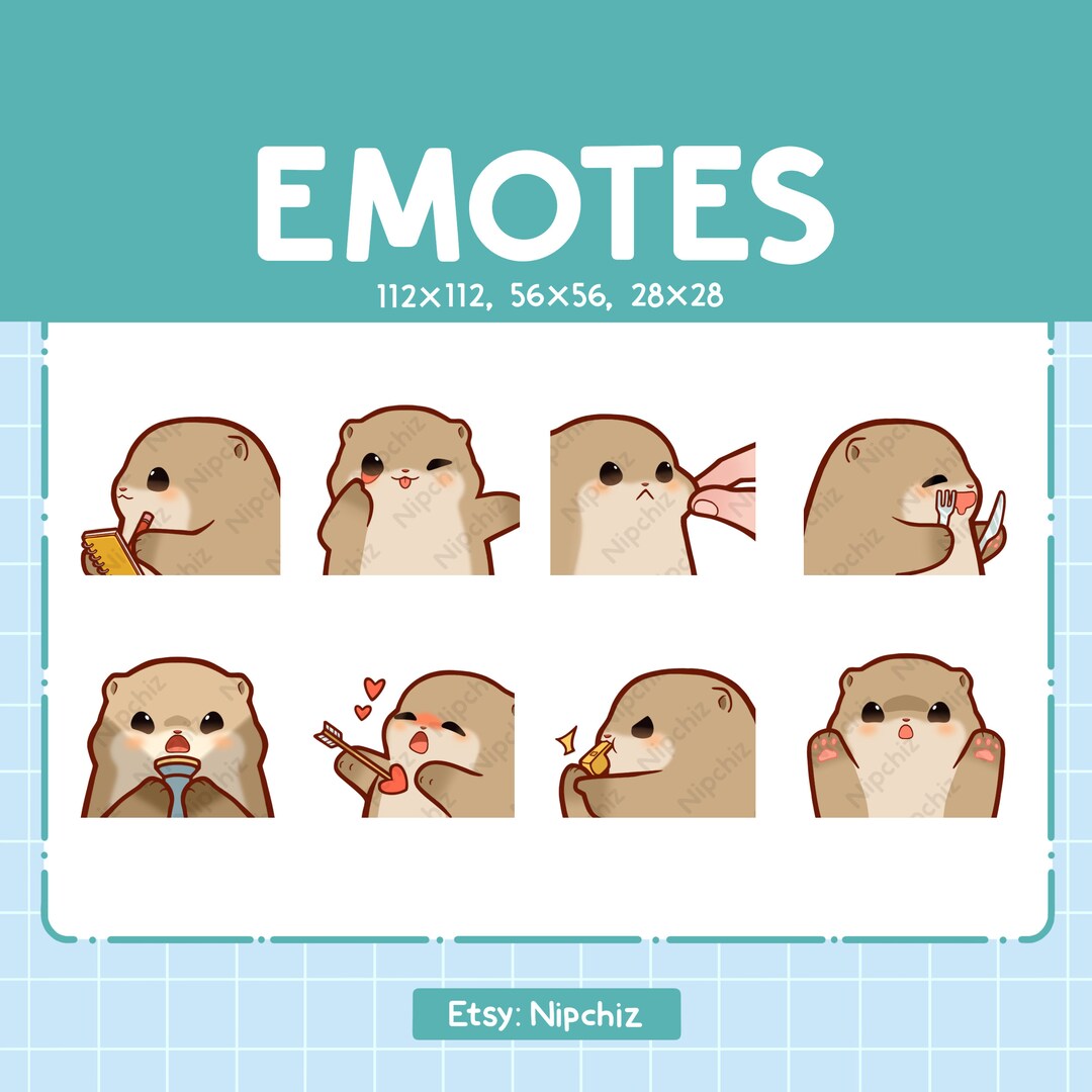 Chibi Otter Emotes for Streamer (8) - Kawaii Cute Otter - Emoji Pack ...