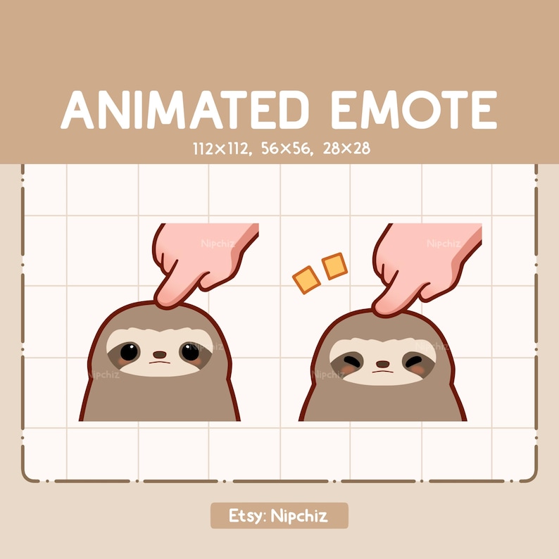 Animated Emote Sloth Getting Pressed on the Head / Chibi Funny Emote ...