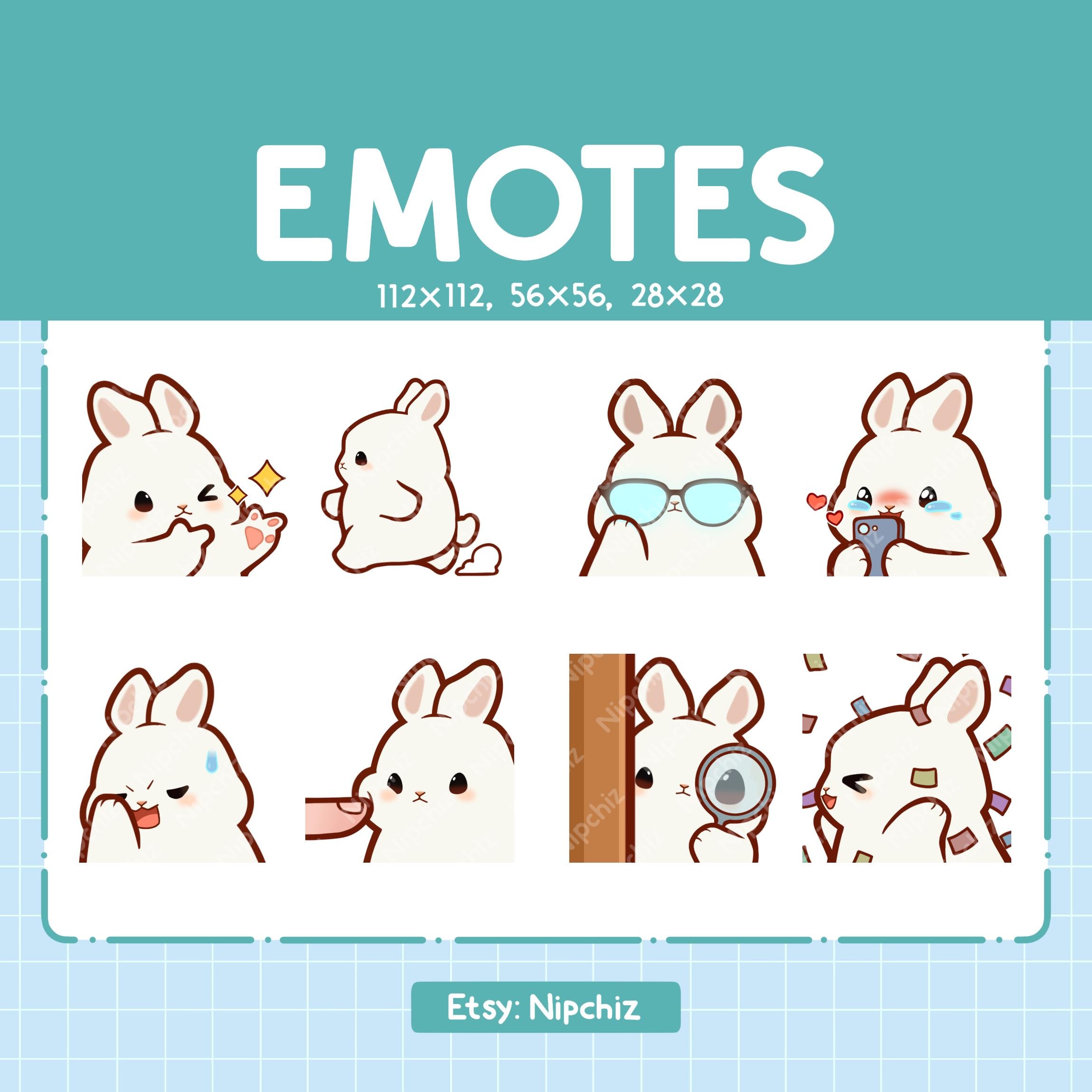 Kawaii Rabbit Emotes (8) – Cute Emotes for Streamer – Chibi Rabbit ...