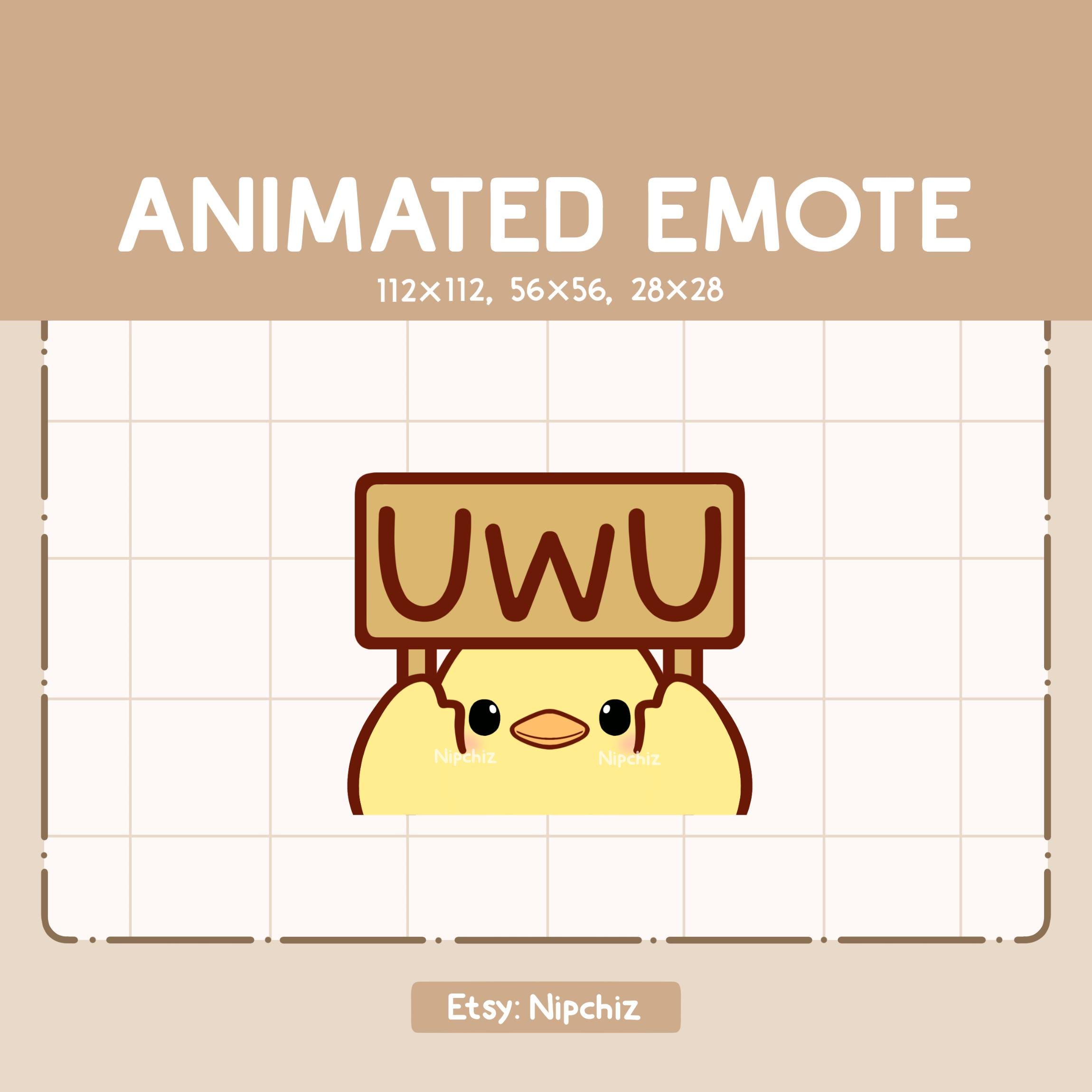 Animated Emote Cute Chick Holding Uwu Wooden Sign Adorable Emote Funny ...