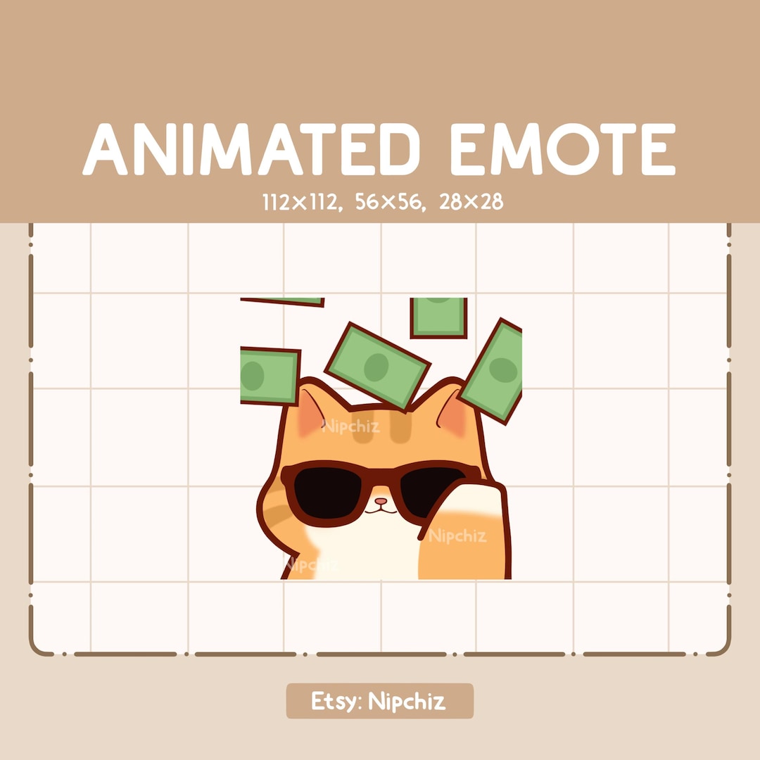 Animated Emote Cute Fancy Orange Tabby Cat With the Cool Glasses ...