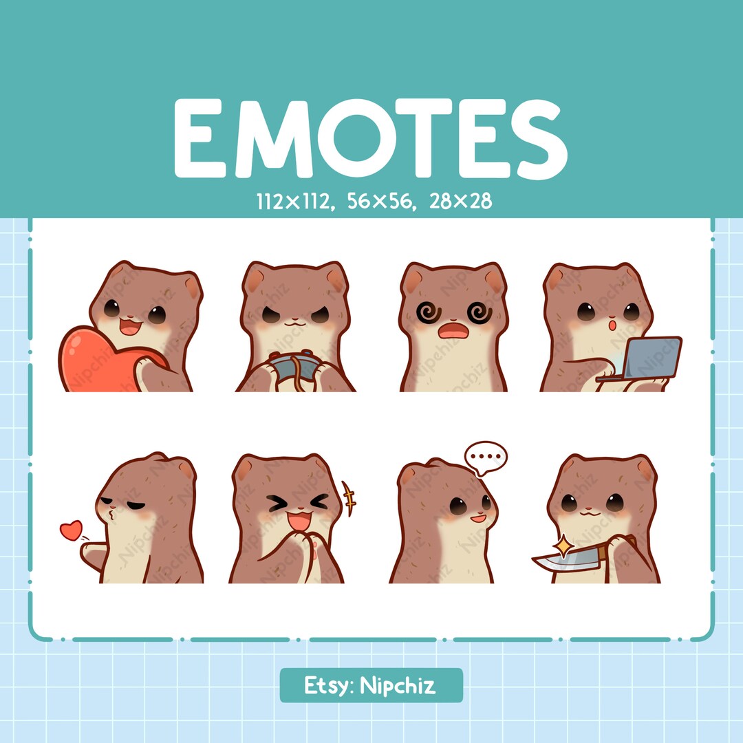 Cute Stoat Emotes | 8 Emotes for Streamer | Cute Stoat Emote Pack ...