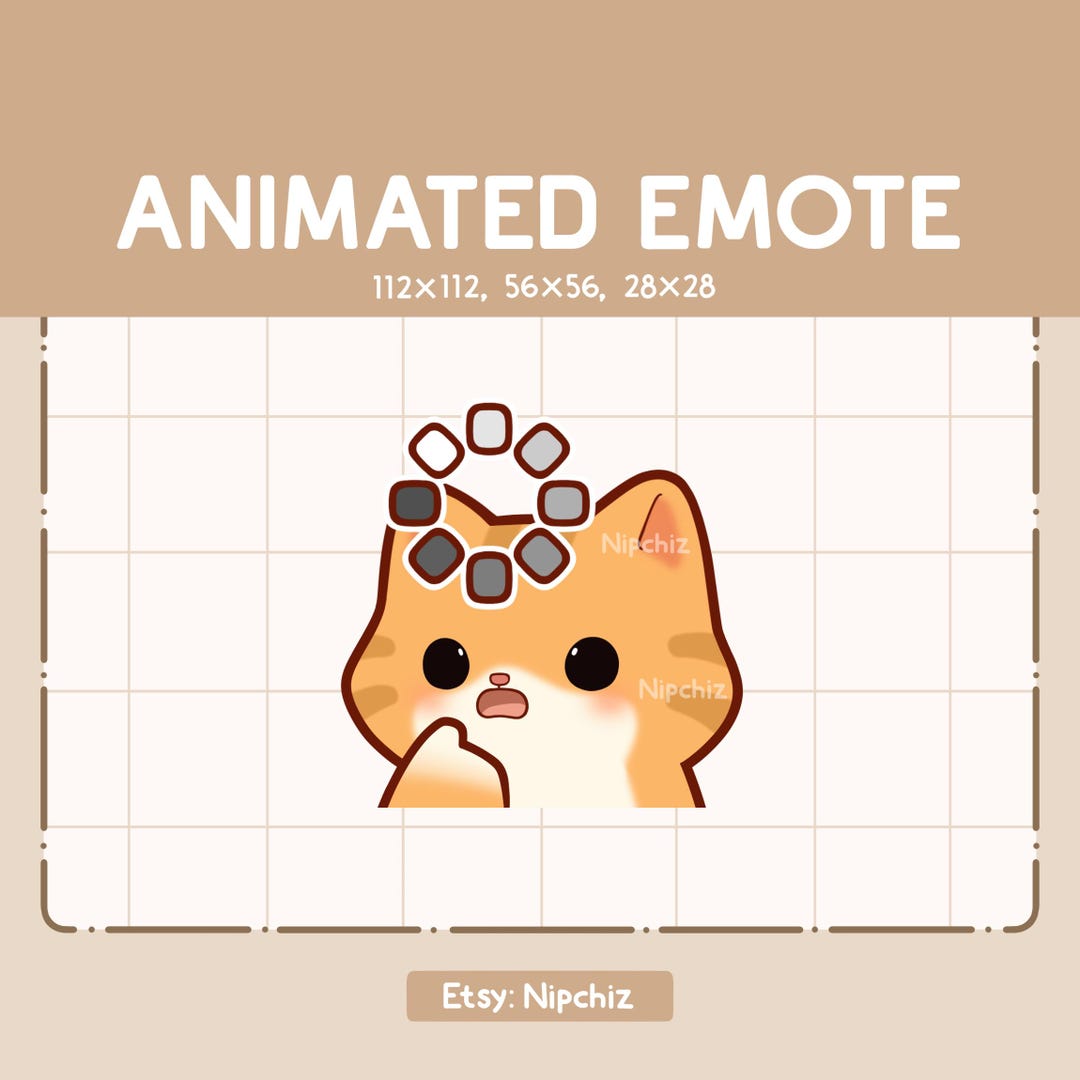 Animated Emote Chibi Orange Tabby Cat is Confused Showed by a Loading ...