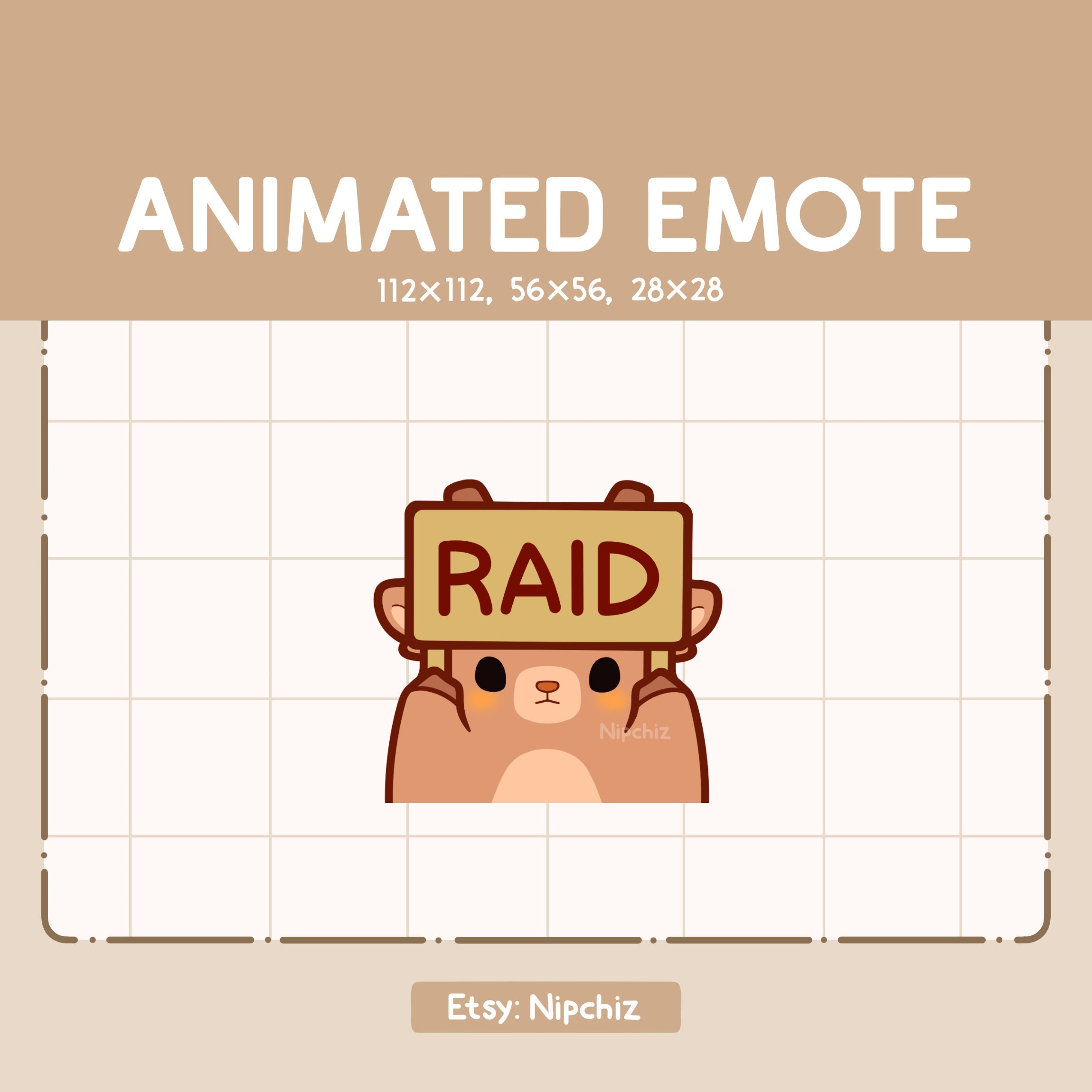 Animated Emote Cute Deer Holding Raid Wooden Sign/ Emote for Streamer ...