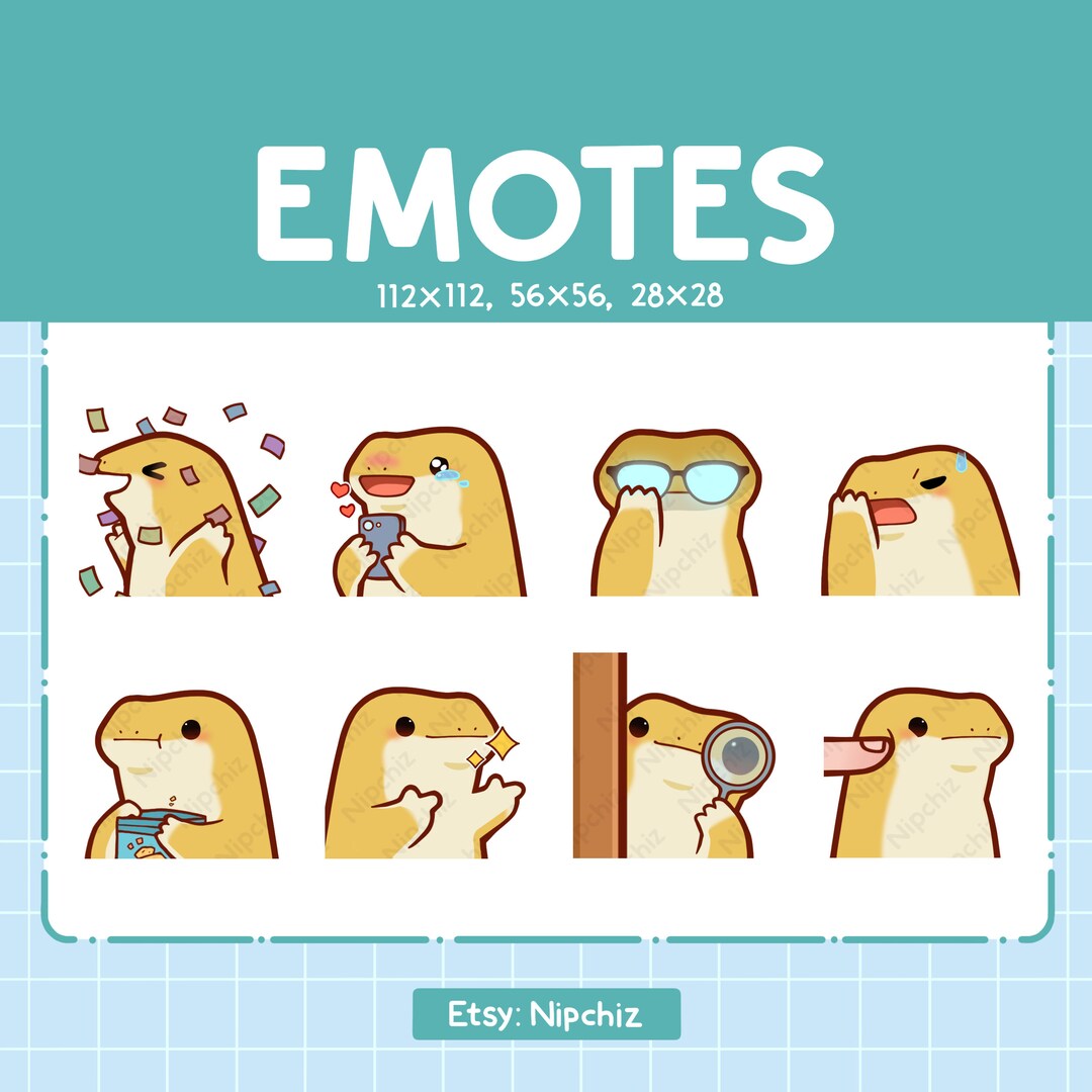 Cute Yellow Gecko Emotes | 8 Emotes for Streamer | Cute Gecko Emote ...