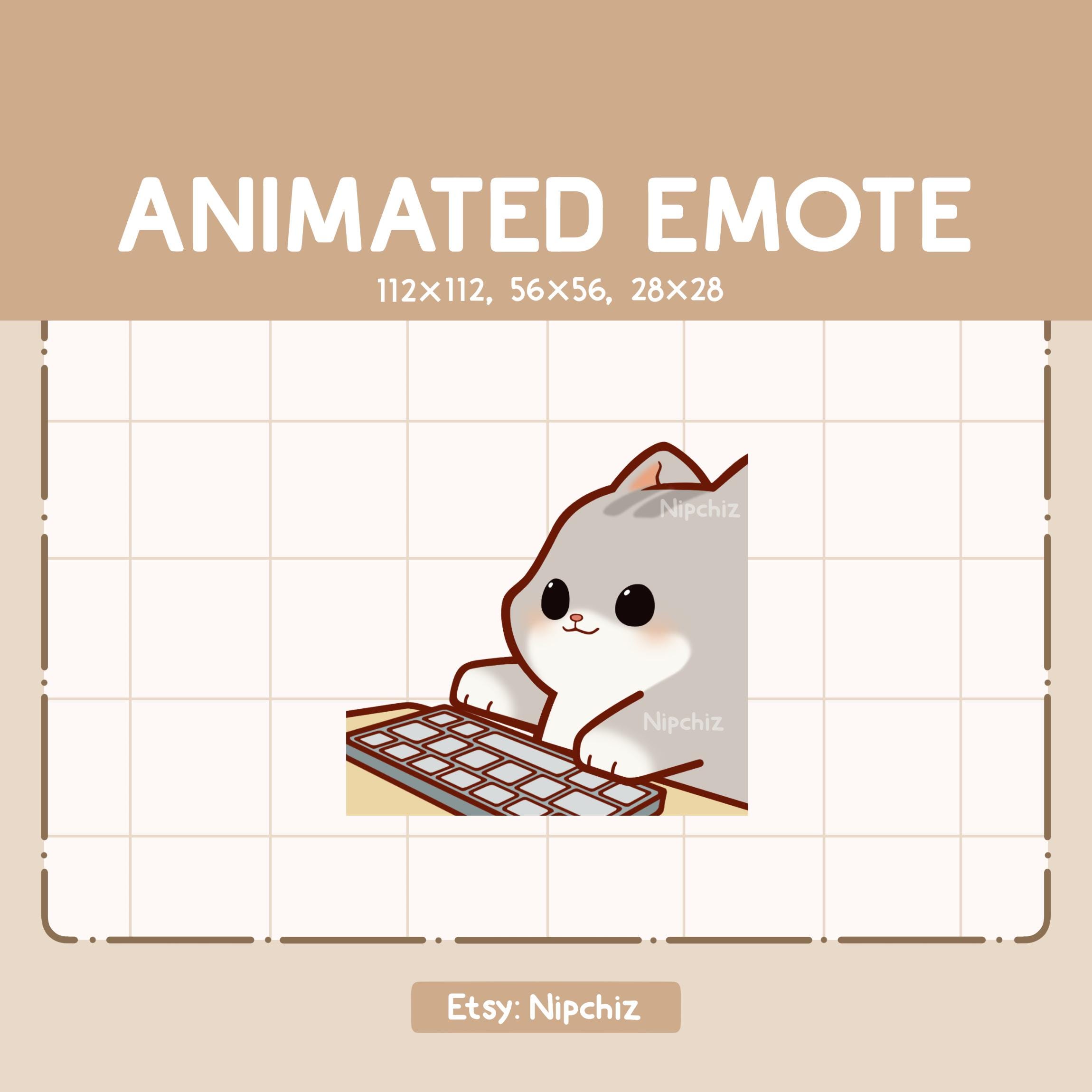 Animated Emote Gray Tabby Cat is Typing Through the Keyboard / Kawaii ...
