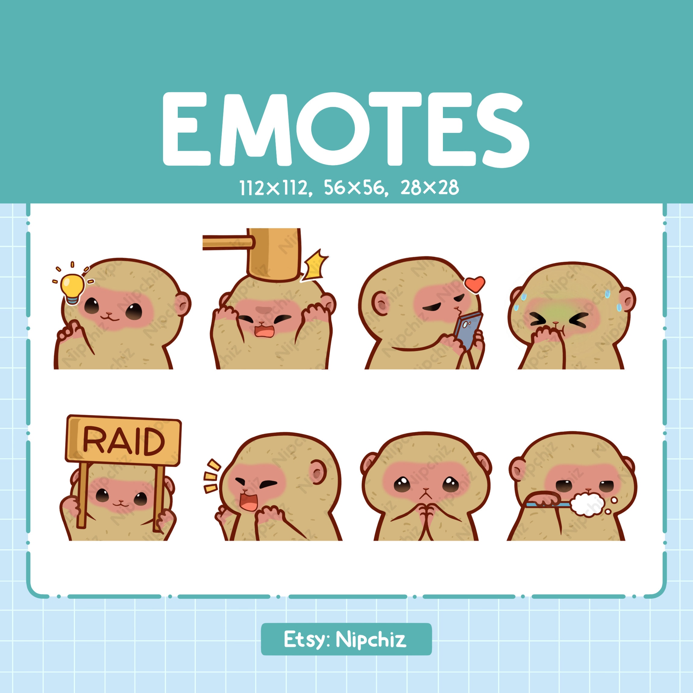 Monkey Emotes / Cute Emoji Pack / 8 Monkey Emotes for Streaming ...
