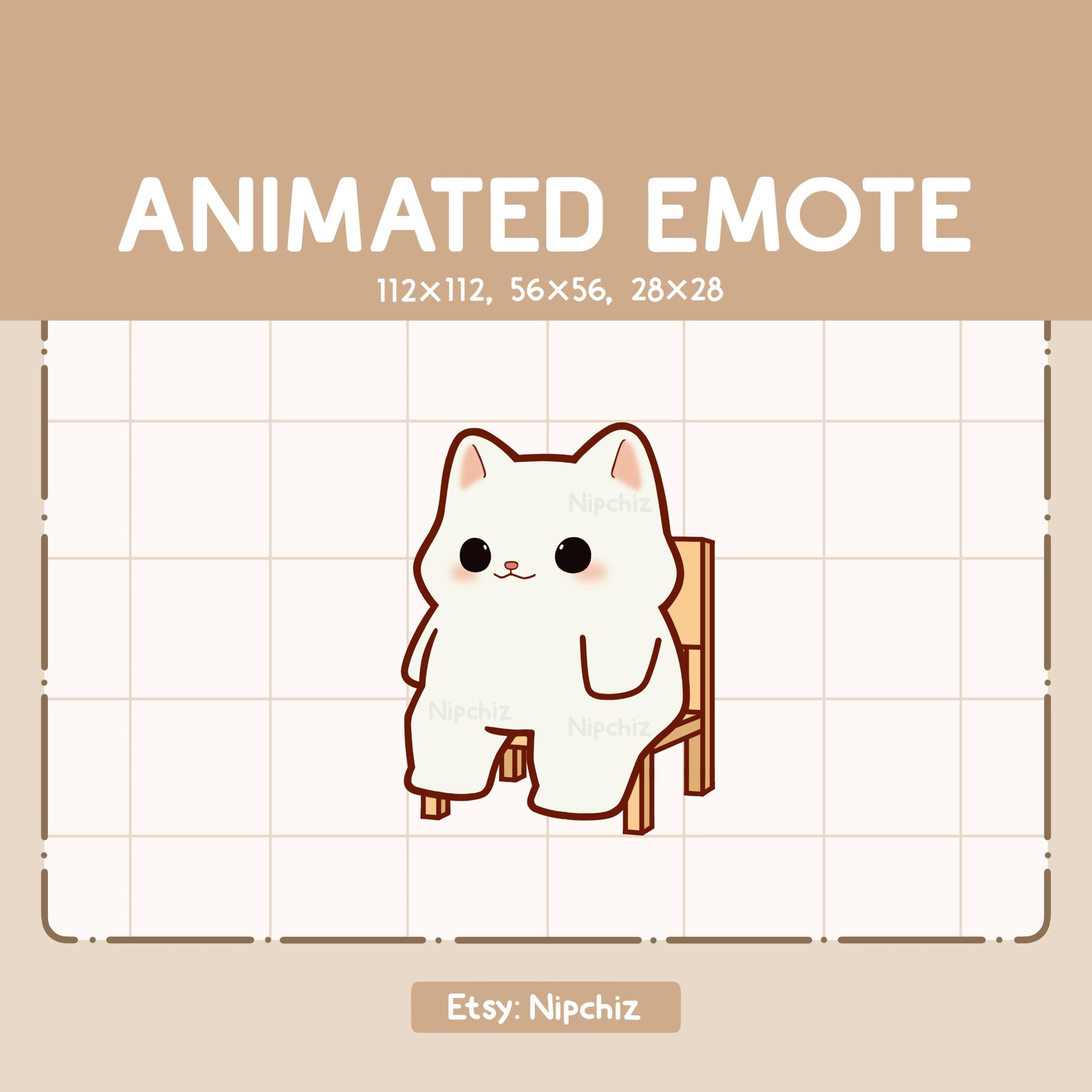 Animated Emote Adorable White Cat is Sitting on a Chair and Moving Its ...