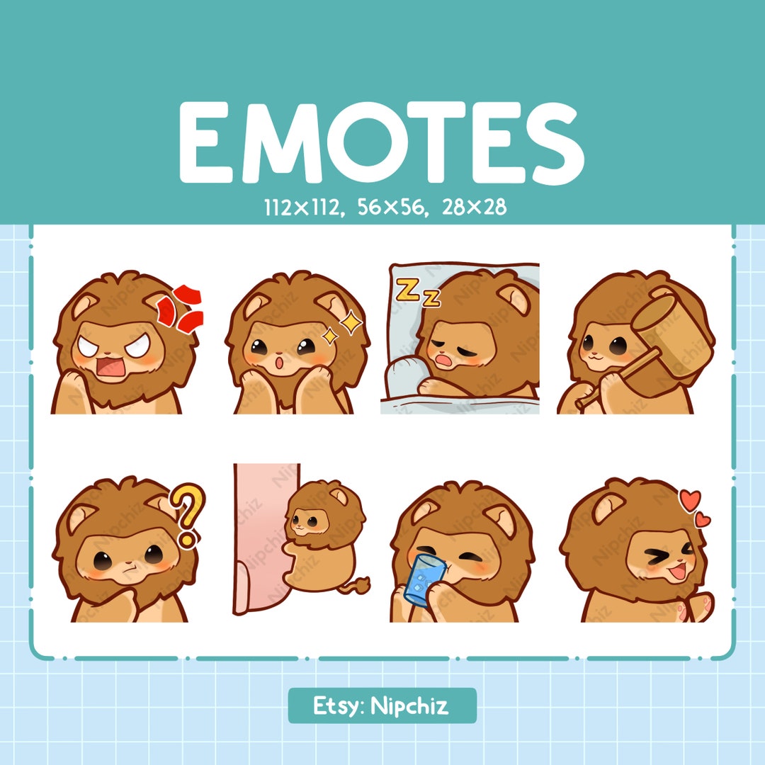 Emotes Lion / 8 Cute Emotes for Streaming / Digital / Chibi Lion Emote ...