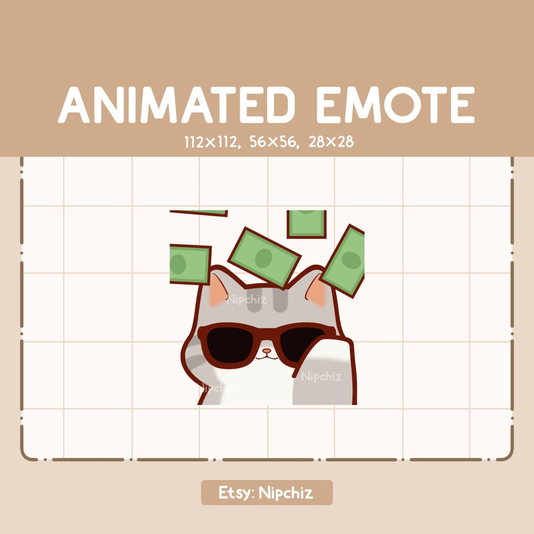 Animated Emote Cute Fancy Gray Tabby Cat With the Cool Glasses - Funny ...