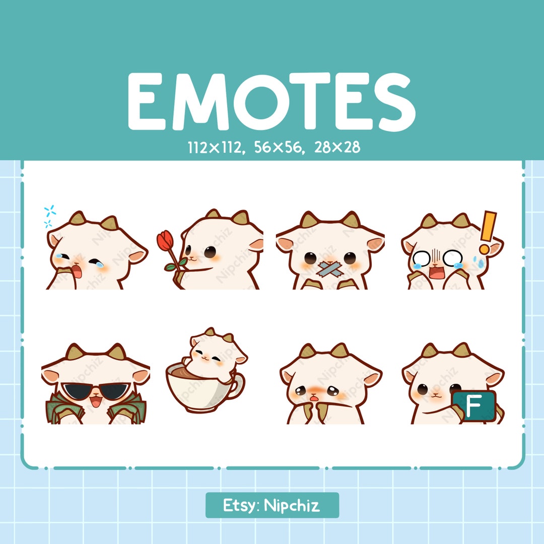 White Goat Emotes for Streaming | Kawaii Animal Emoji | (8) Cute Goat ...