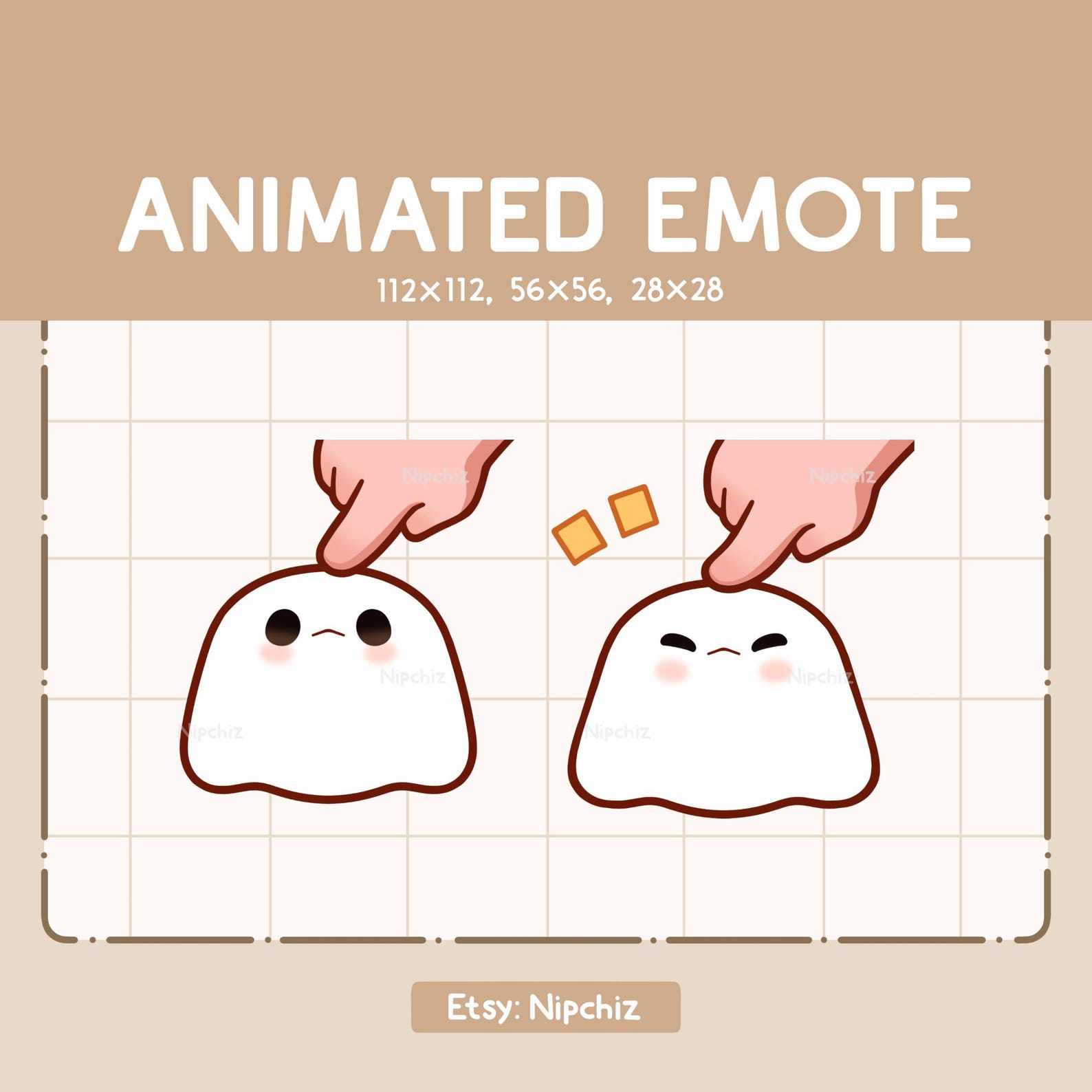 Animated Emote Ghost Getting Pressed on the Head / Kawaii Cute Emote ...