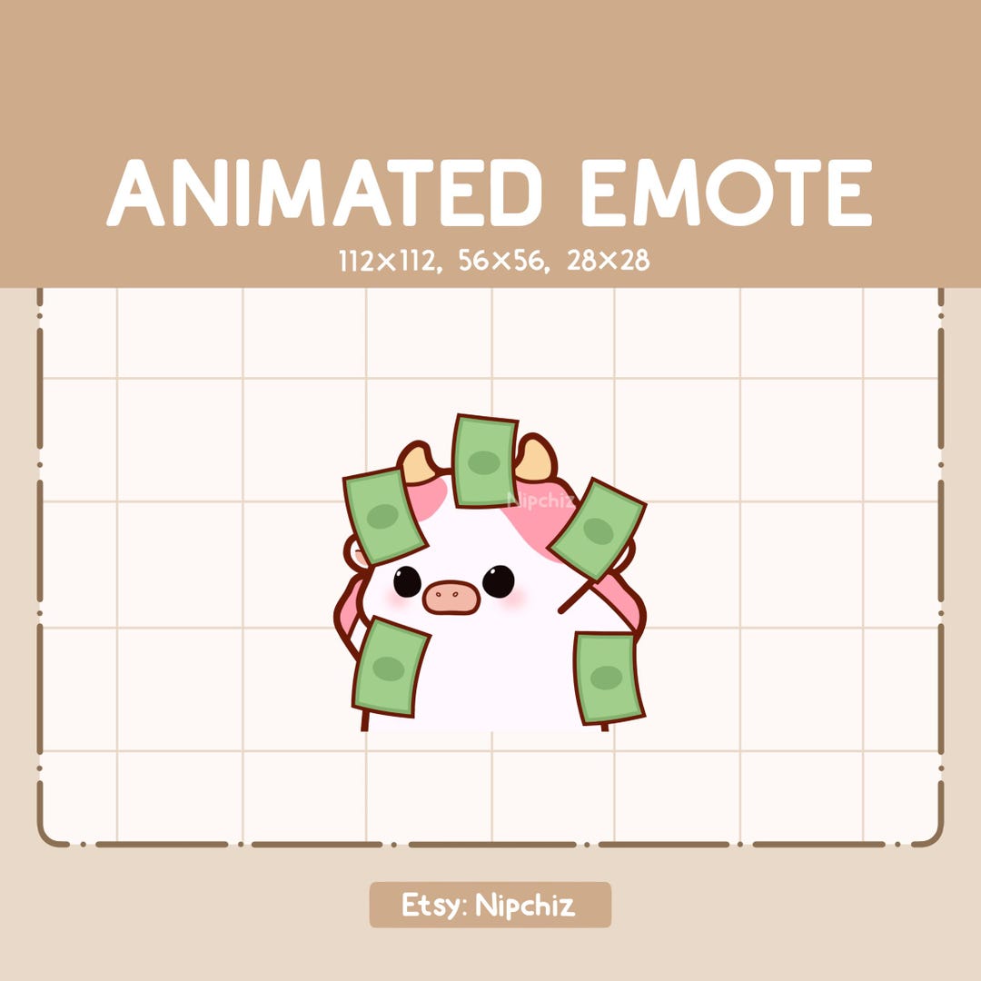 Animated Emote Adorable Happy Fancy Pink Cow / Ready to Use / Cute ...