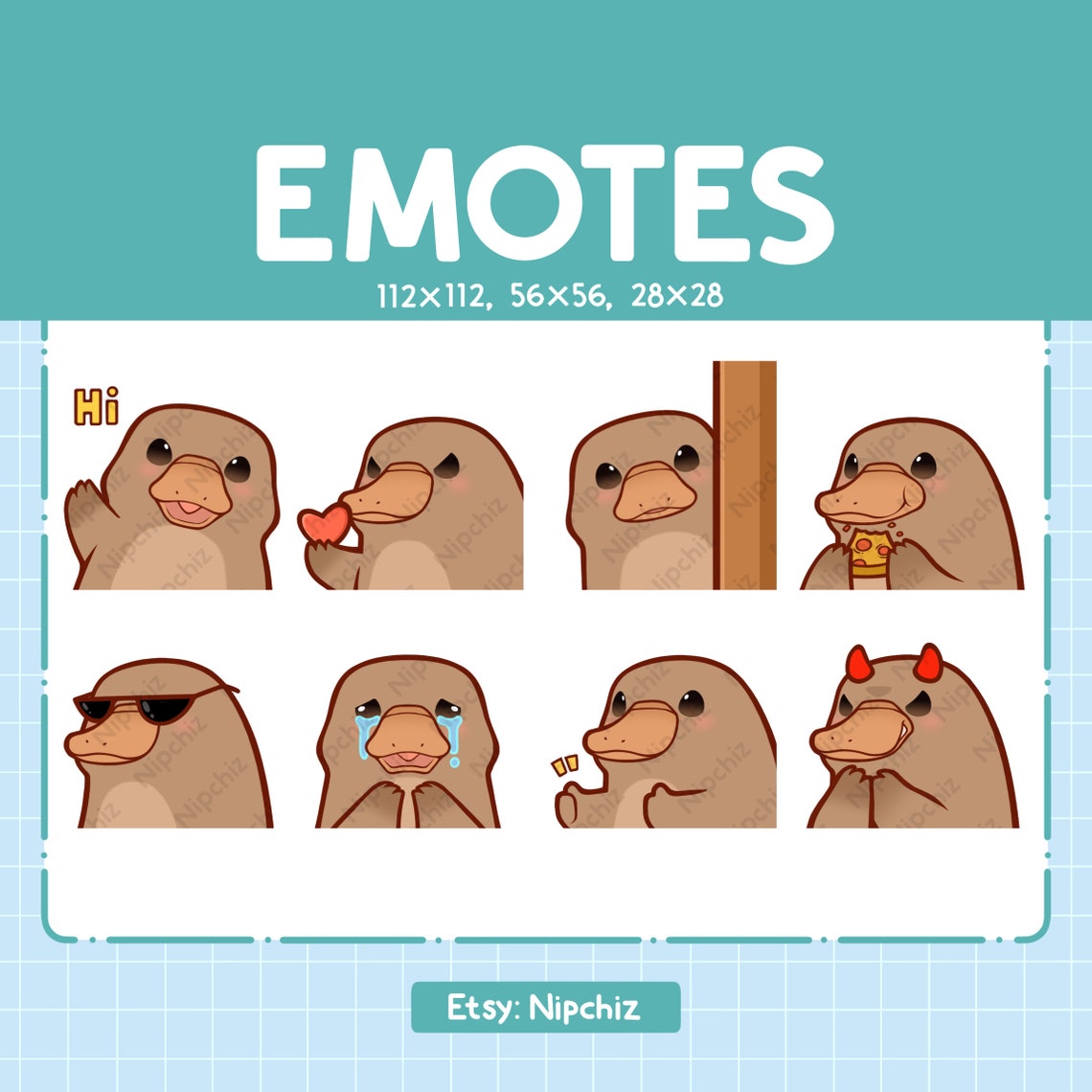 Platypus Emotes for Streamer 8 Kawaii Cute Platypus Emoji Pack for ...