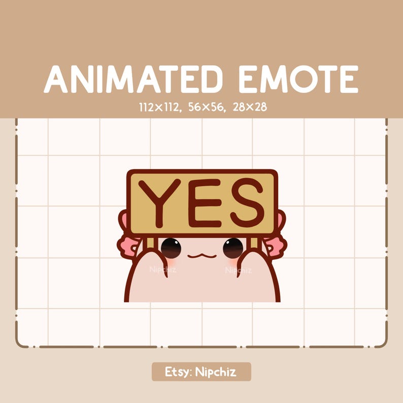 Animated Emote Cute Axolotl Holding Yes Wooden Sign/ Emote for Streamer ...