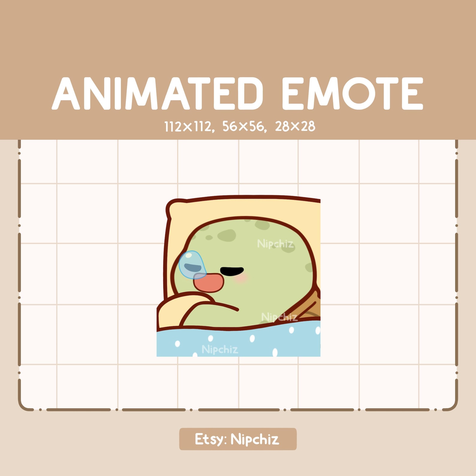 Animated Emote Chibi Turtle is Sleeping While Snoring / Kawaii Cartoon ...