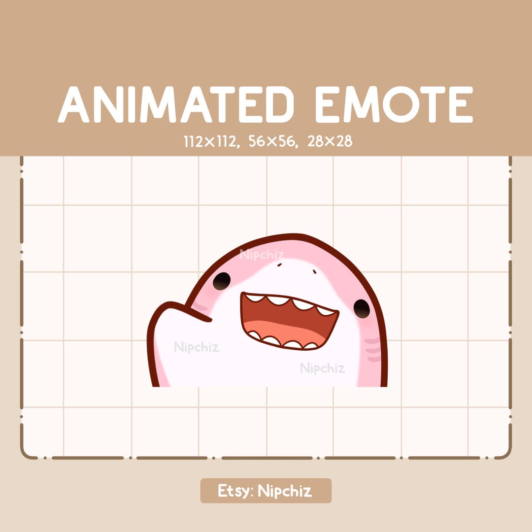 Animated Emote Cute Pink Shark Waving - Hello Emote - Adorable Cartoon ...