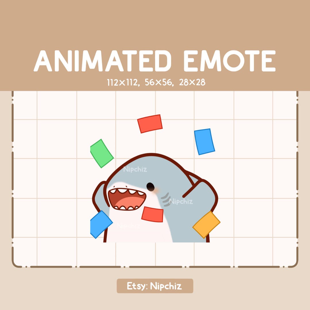 Animated Emote Cheerful Hype Shark Celebrating - Funny Cartoon Emote ...