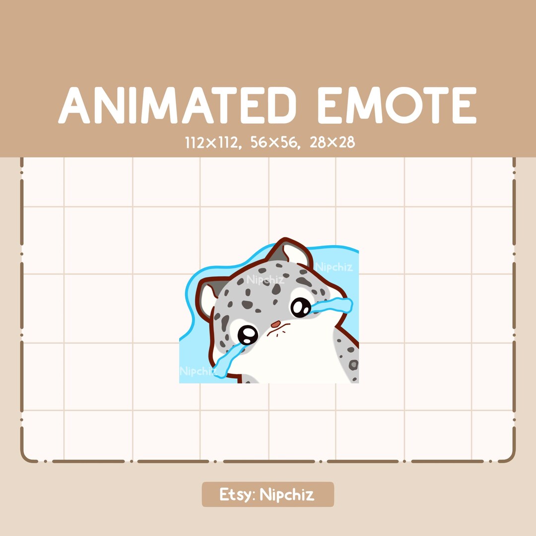Animated Emote Sad Snow Leopard is Crying a Lot of Tears With Teary ...