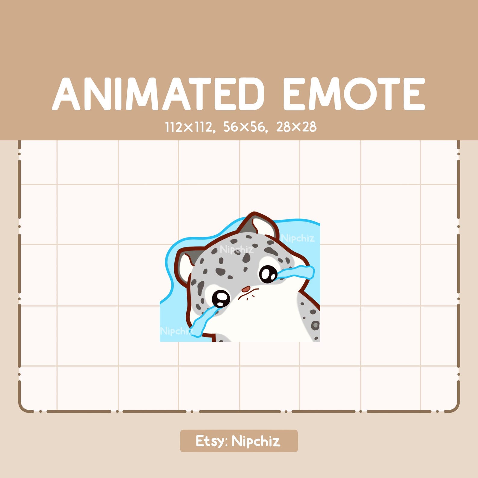 Animated Emote Sad Snow Leopard is Crying a Lot of Tears With Teary ...