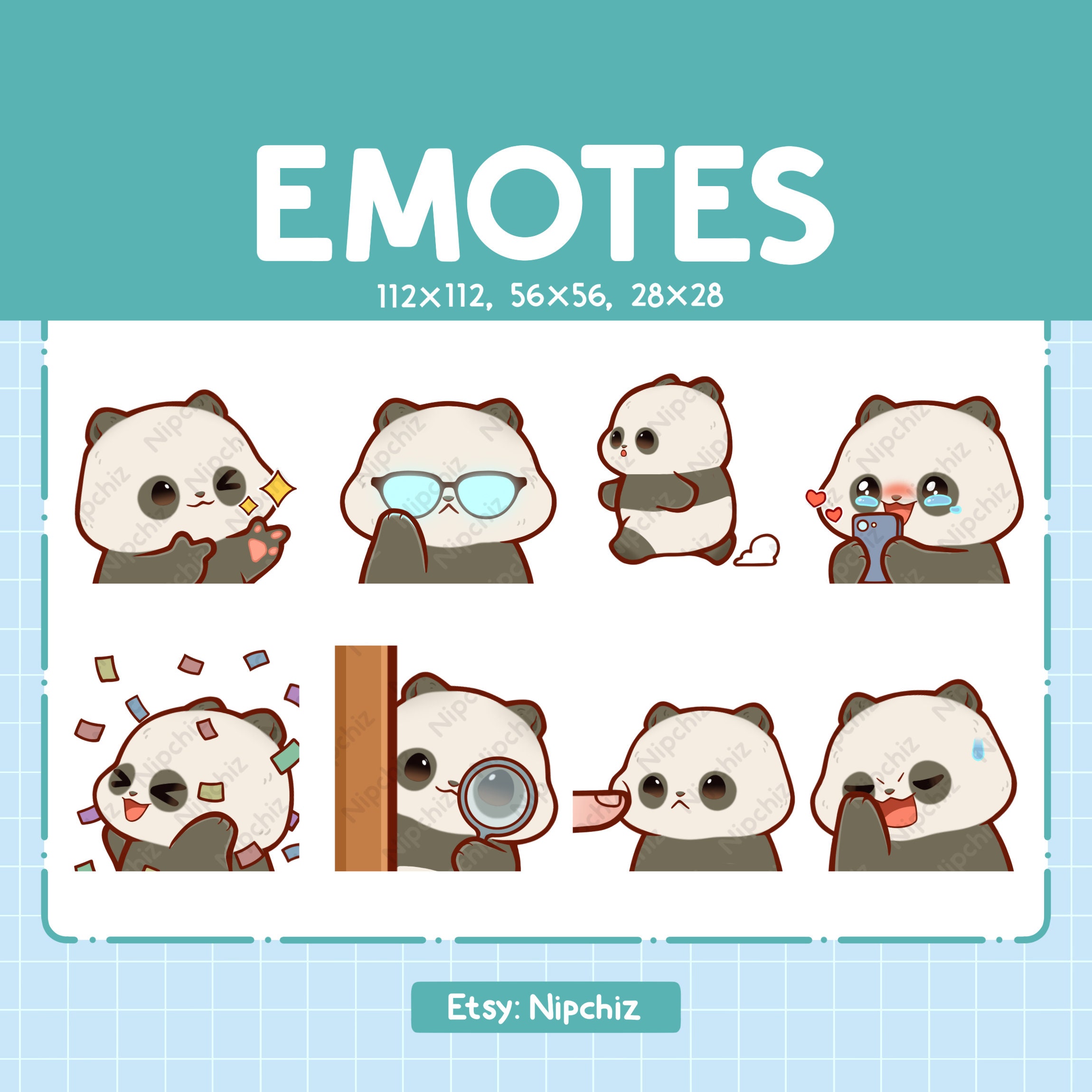 Panda Emotes / Cute Emoji Pack / 8 Panda Emotes for Streaming - Etsy
