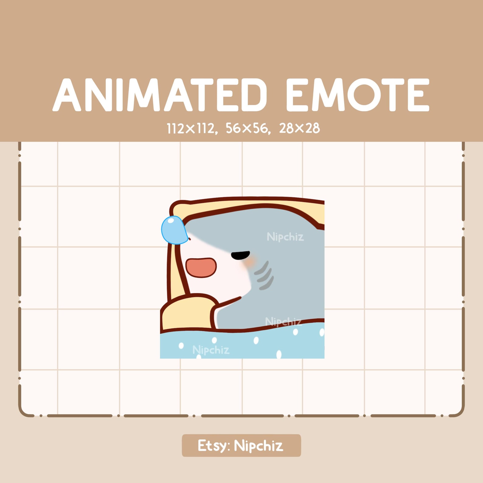 Animated Emote Chibi Shark is Sleeping While Snoring - Chibi Cartoon ...