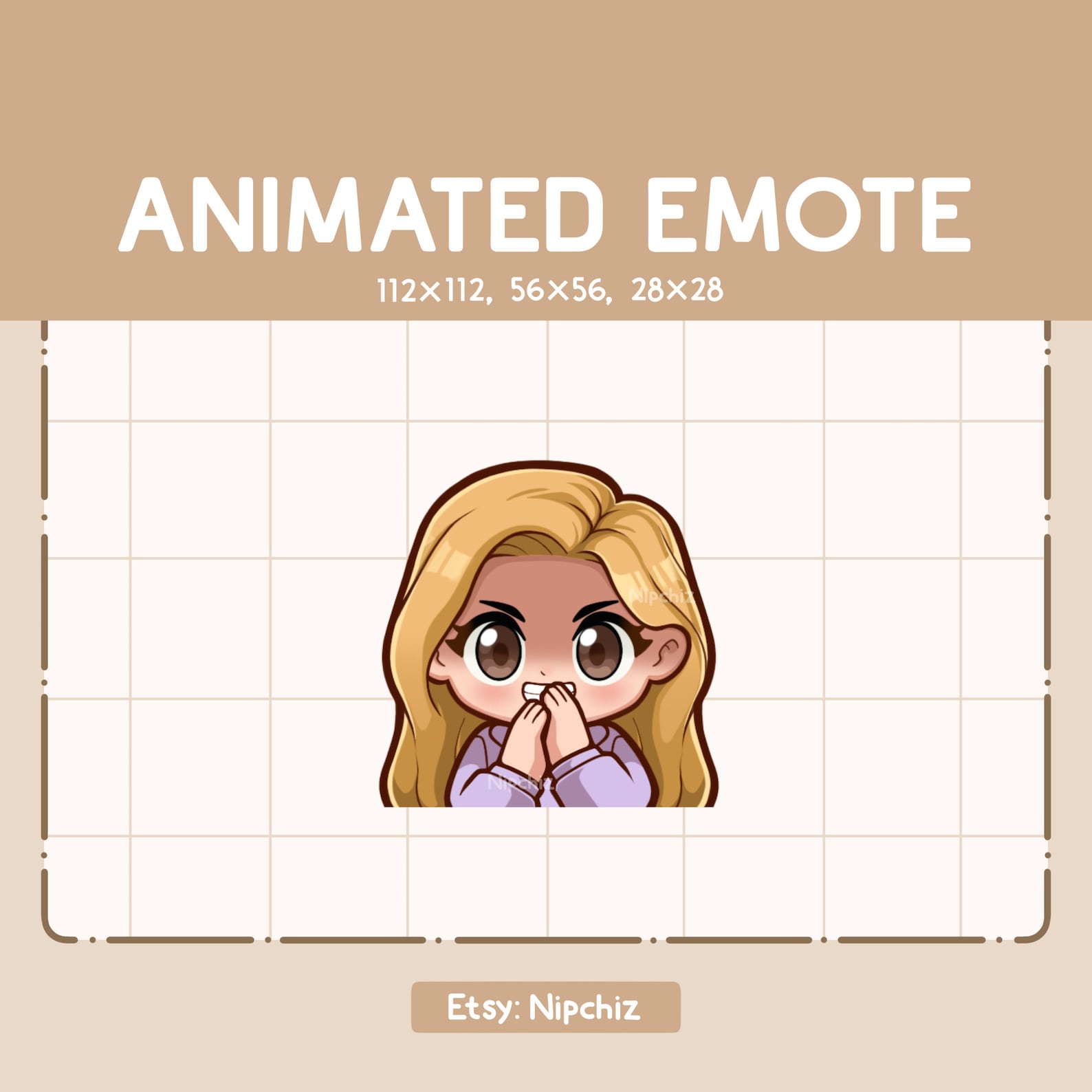 Animated Emote Girl Long Straight Blonde Hair Has a Plan With Scheming ...