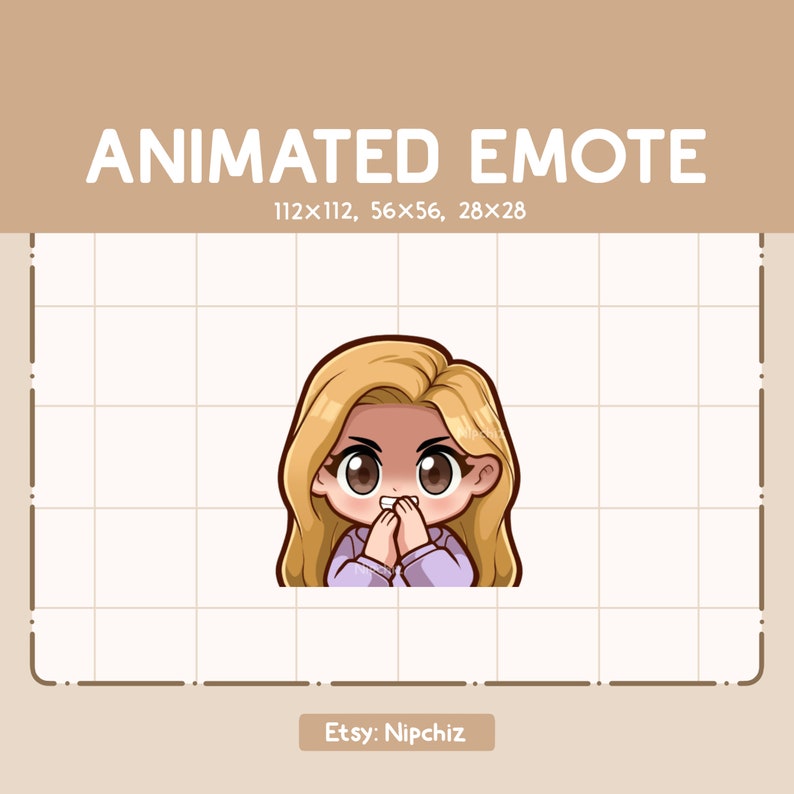 Animated Emote Girl Long Straight Blonde Hair Has a Plan With Scheming ...