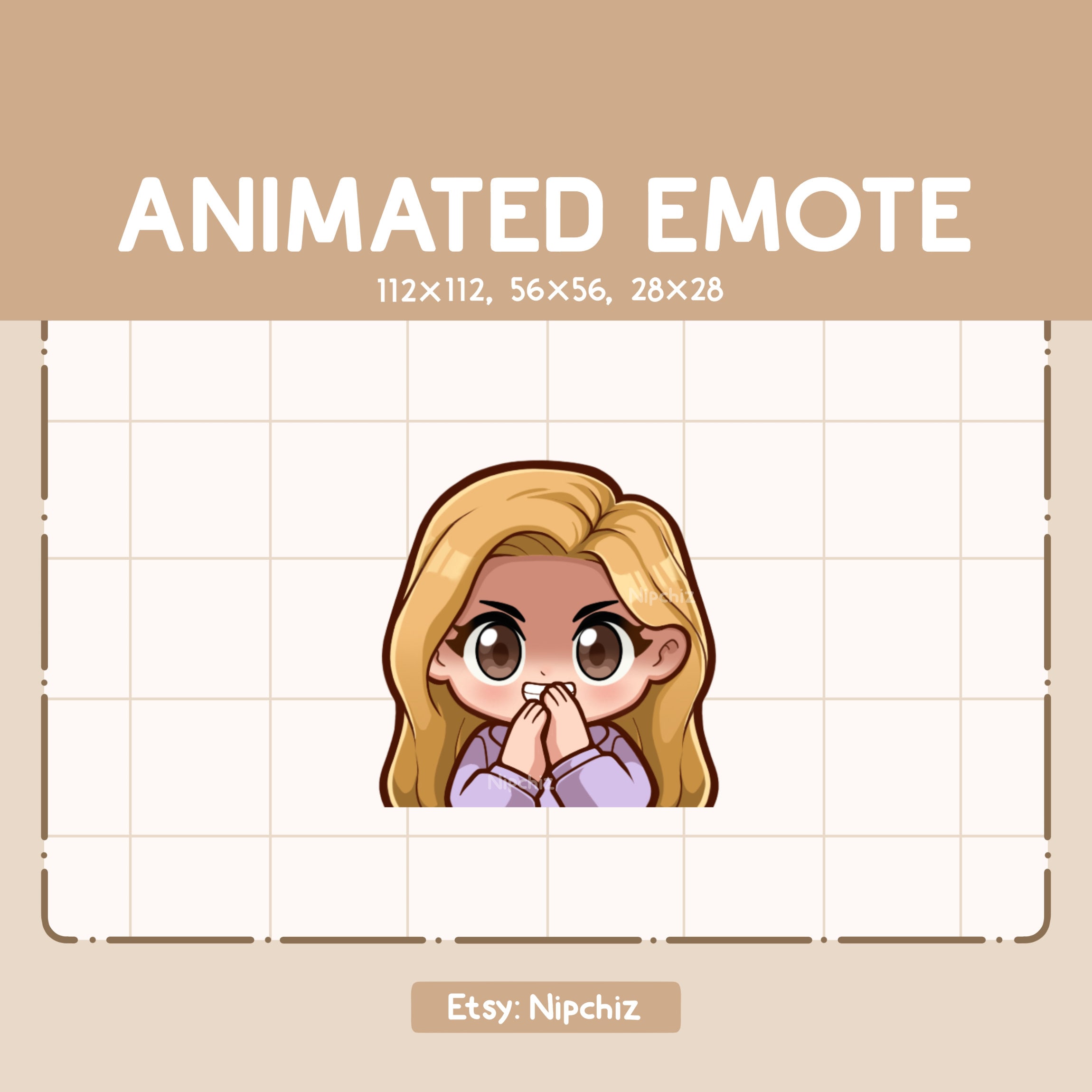 Animated Emote Girl Long Straight Blonde Hair Has a Plan With Scheming ...