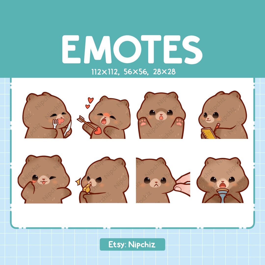 Grizzly Bear Emotes / 8 Cute Bear Bundle / Emotes for Streamer - Etsy