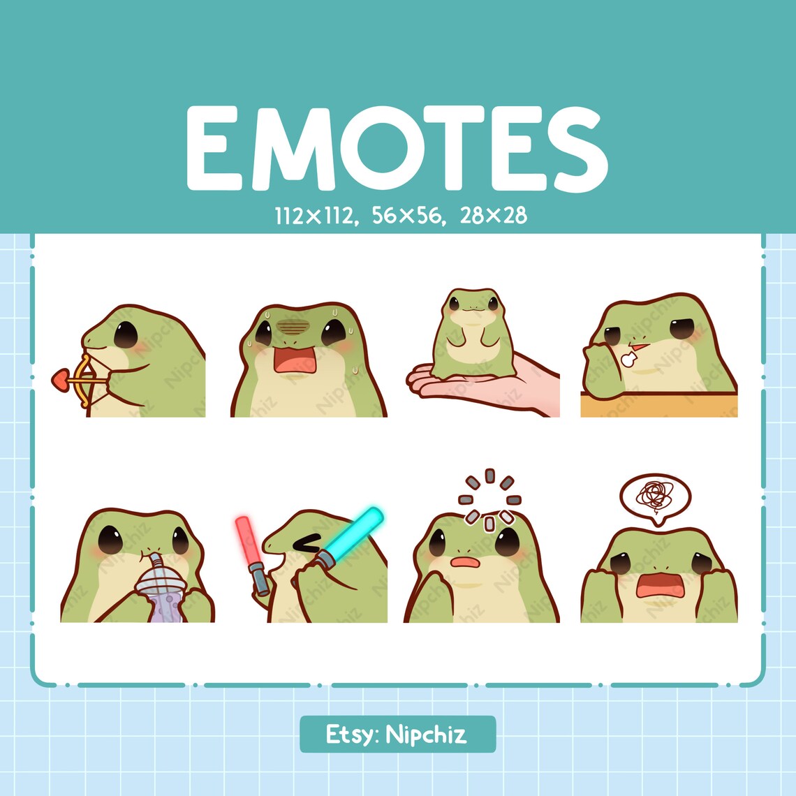 Chibi Frog Emotes for Streaming 8 Kawaii Emotes Cute Frog Emote Bundle ...