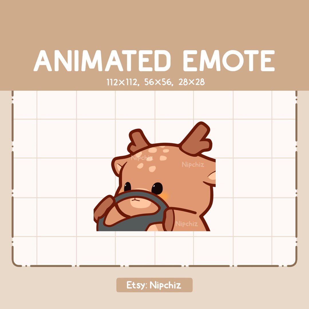 Animated Emote Deer is Steering Wheel - Adorable Chibi Emote - Kawaii ...