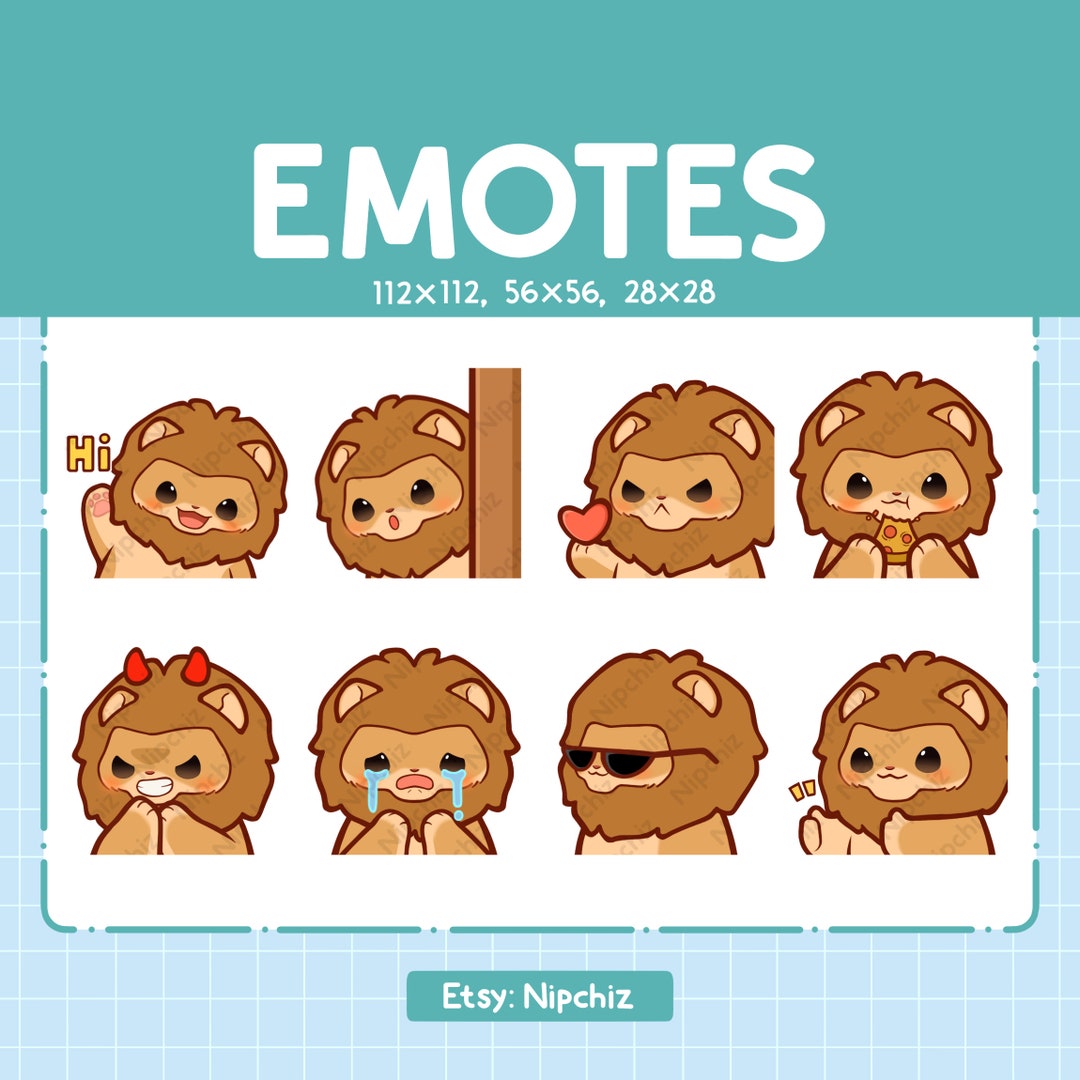 Lion Emotes for Streamer (8) - Kawaii Cute Lion - Emoji Pack for ...