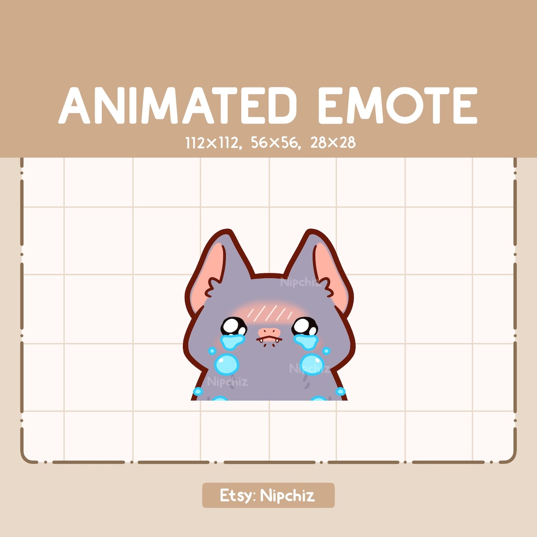 Animated Emote Sad Bat With Teary Eyes is Crying - Cute Cartoon Emote ...