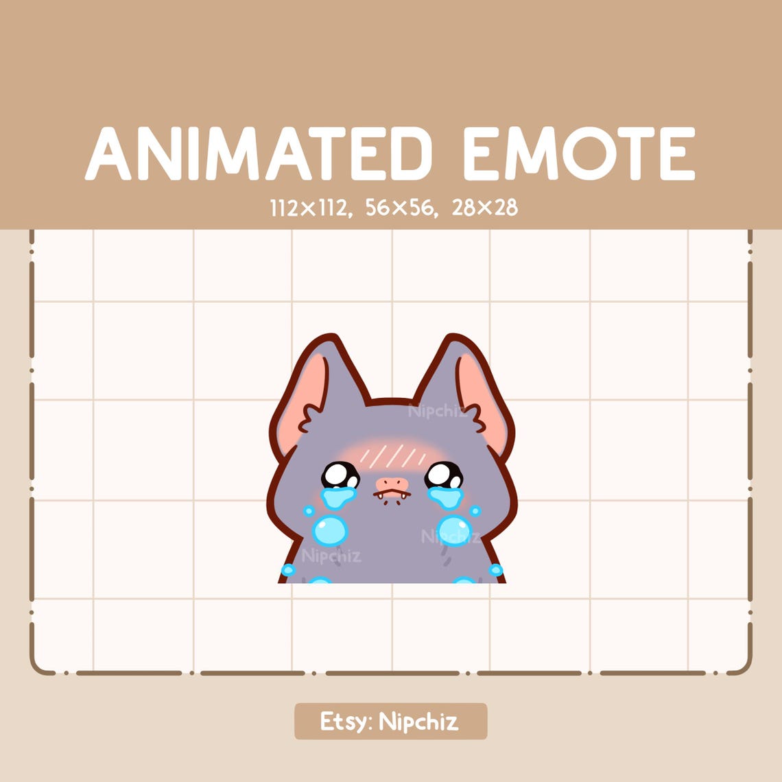 Animated Emote Sad Bat With Teary Eyes is Crying - Cute Cartoon Emote ...