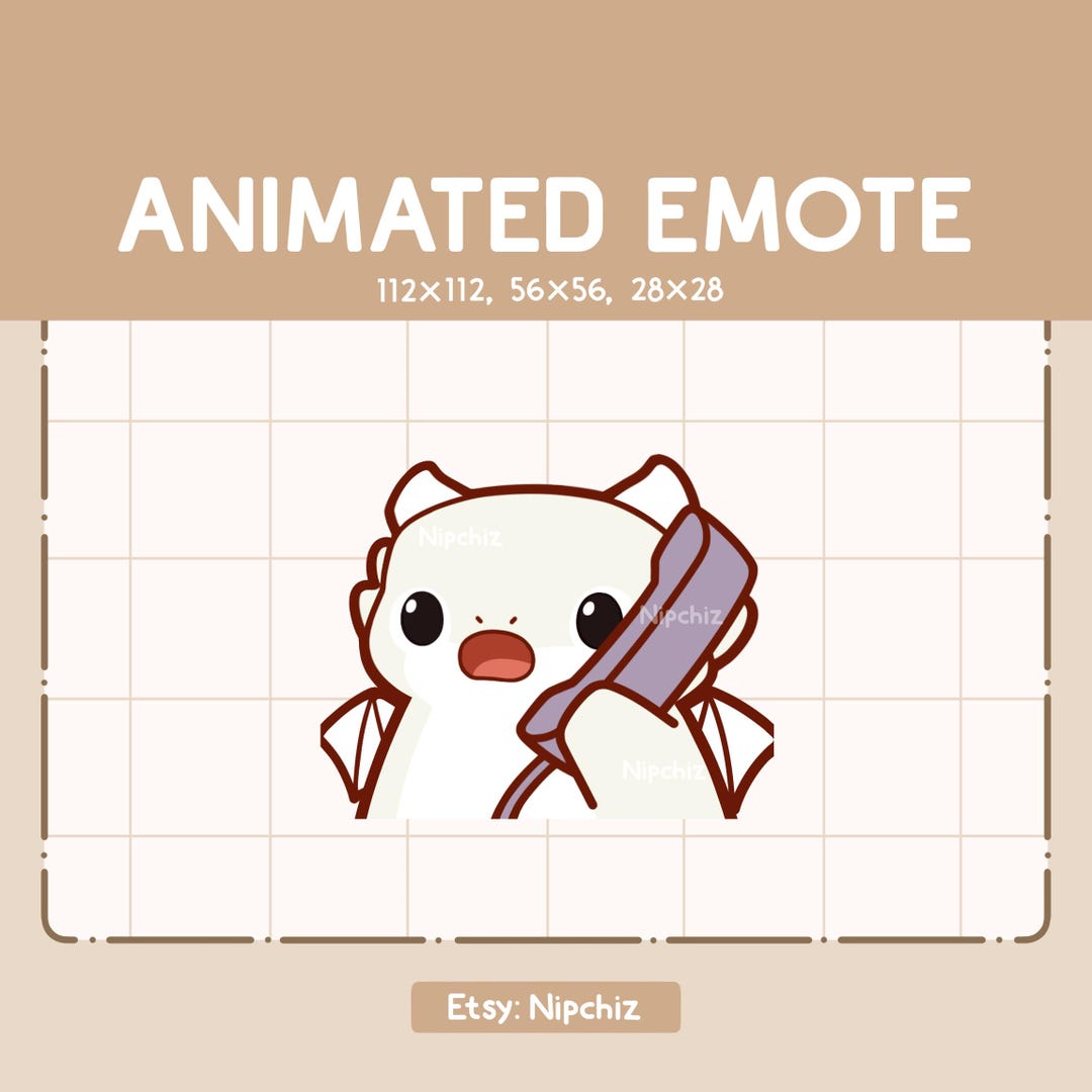 Animated Emote White Dragon is Talking Through a Telephone / Ready to ...