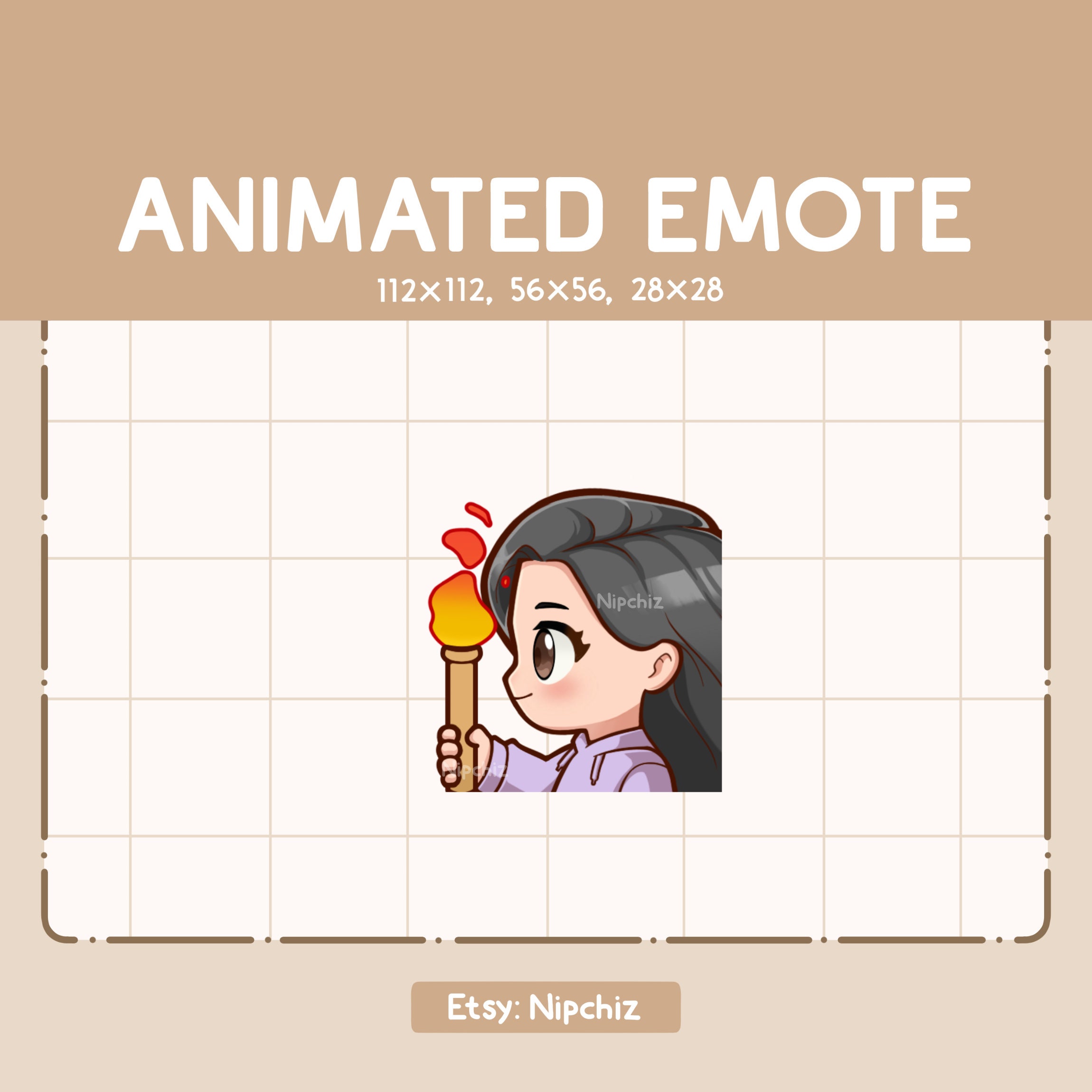Animated Emote Girl Long Straight Black Hair Walking and Holding a ...