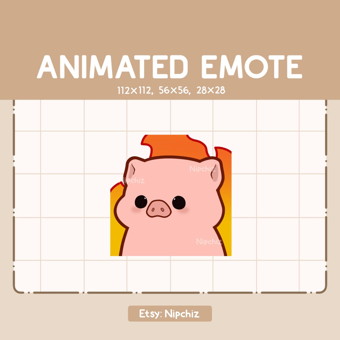 Animated Emote Relaxed and Calm Pig / Kawaii Cartoon Emote / Chibi ...