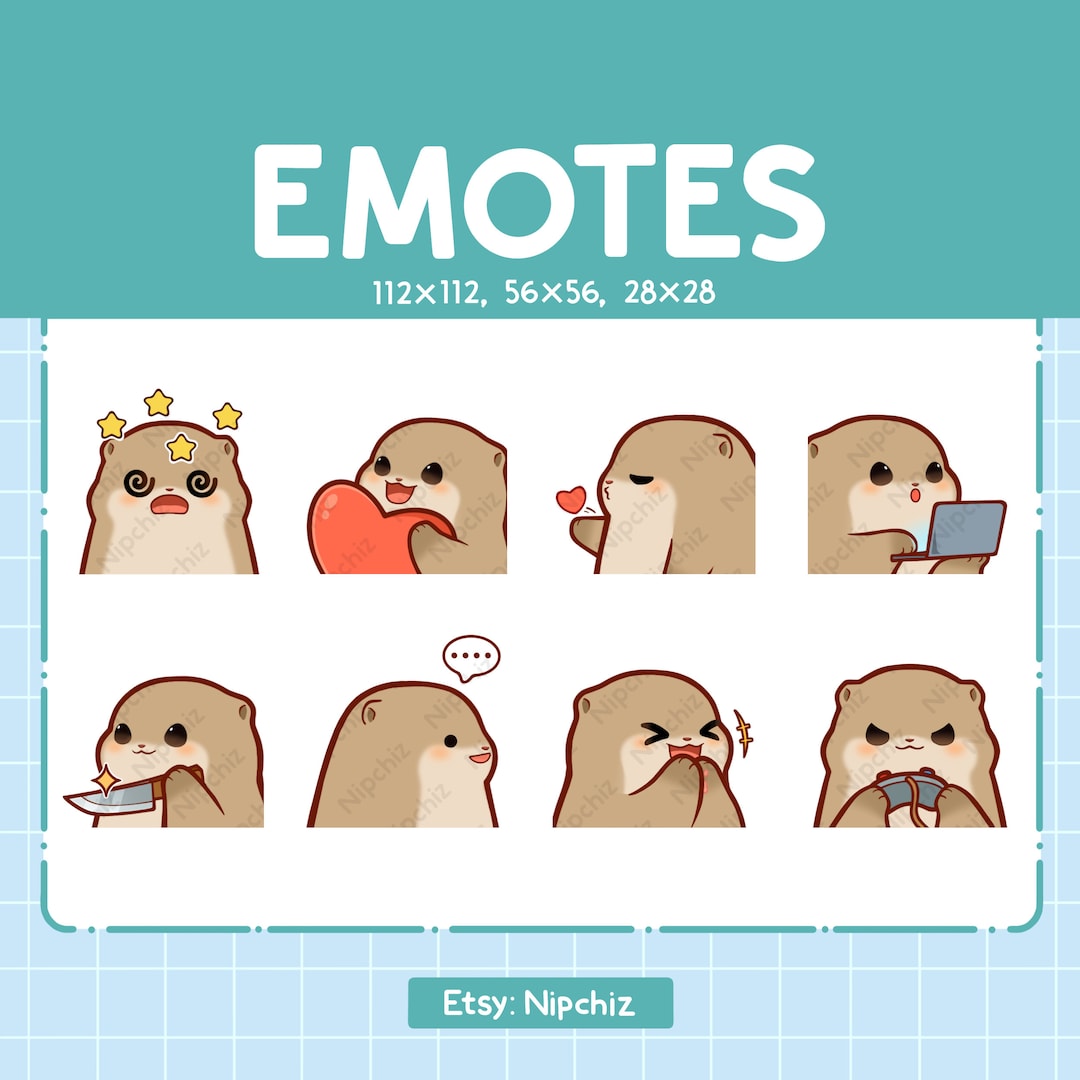 Emotes Otter | 8 Cute Emotes for Streaming | Digital | Chibi Otter ...