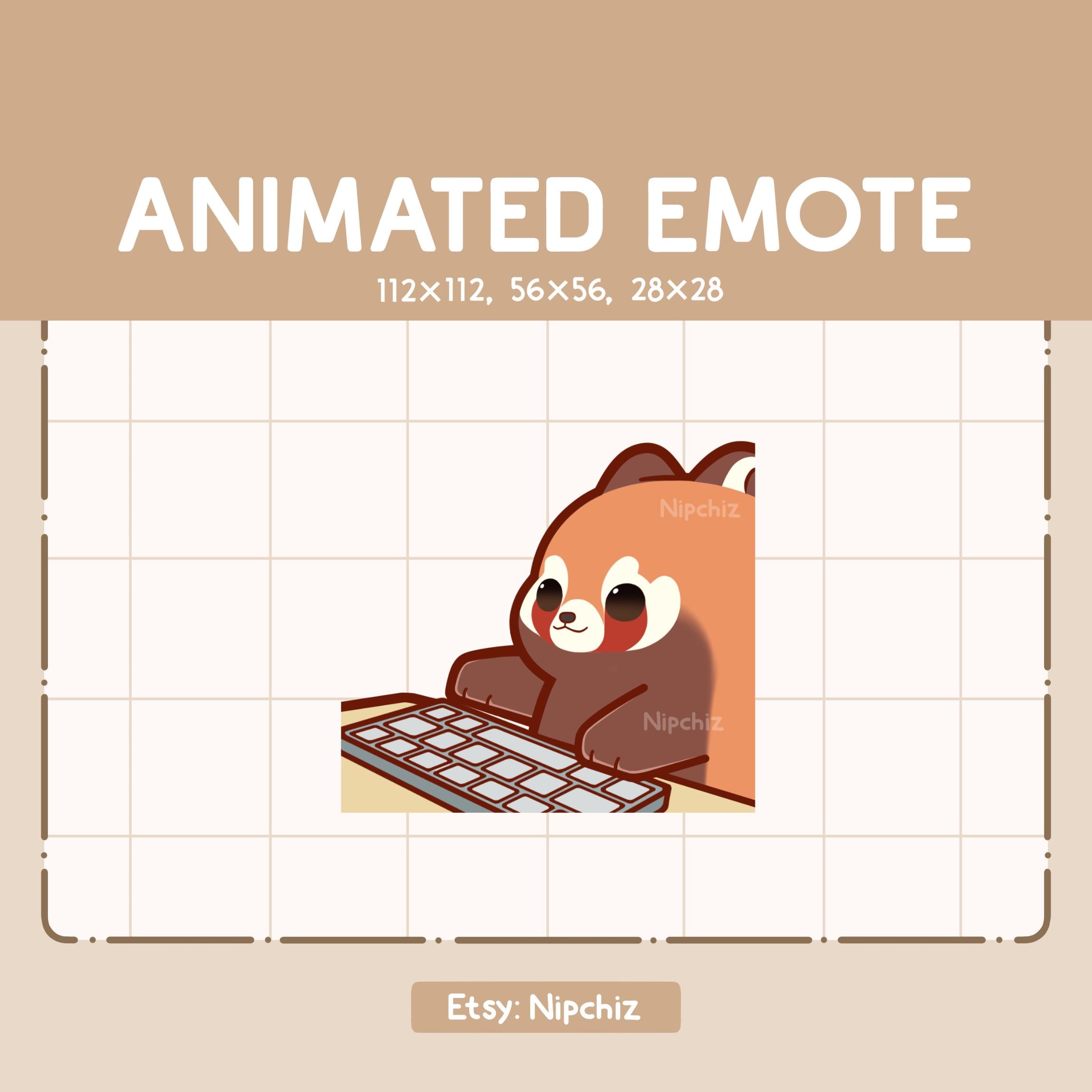 Animated Emote Red Panda is Typing Through the Keyboard - Cartoon Emote ...