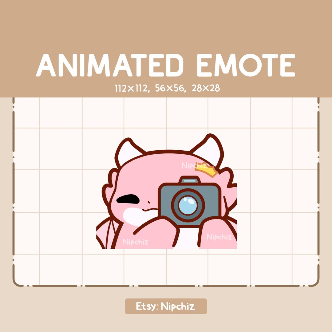 Animated Emote Cute Pink Dragon is Taking a Picture With His Camera ...