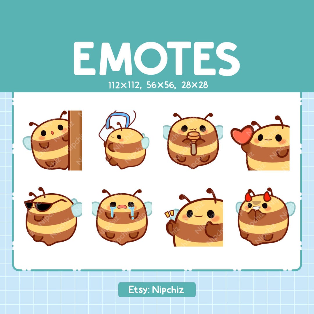 Bee Emotes / 8 Cute Bee Bundle / Emotes for Streamer Kawaii Emoji Pack ...