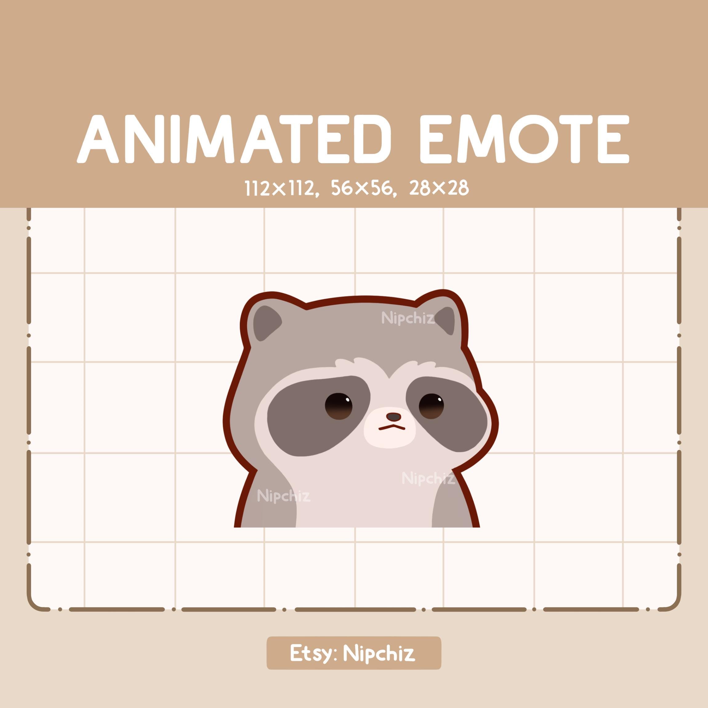 Animated Emote Cute Raccoon Shaking Head Emote / Adorable Cartoon Emote ...
