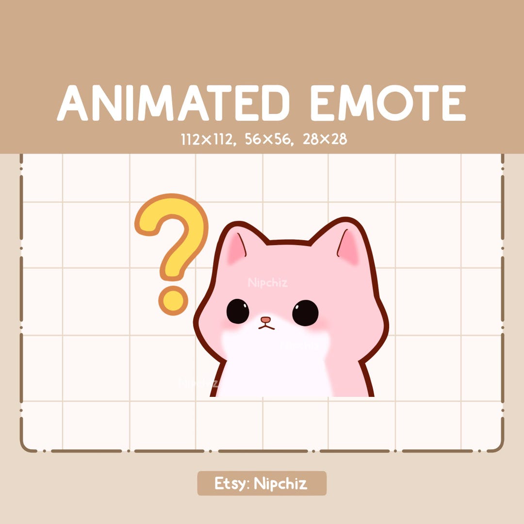 Animated Emote Confused Pink Cat is Trying to Figure Something Out ...