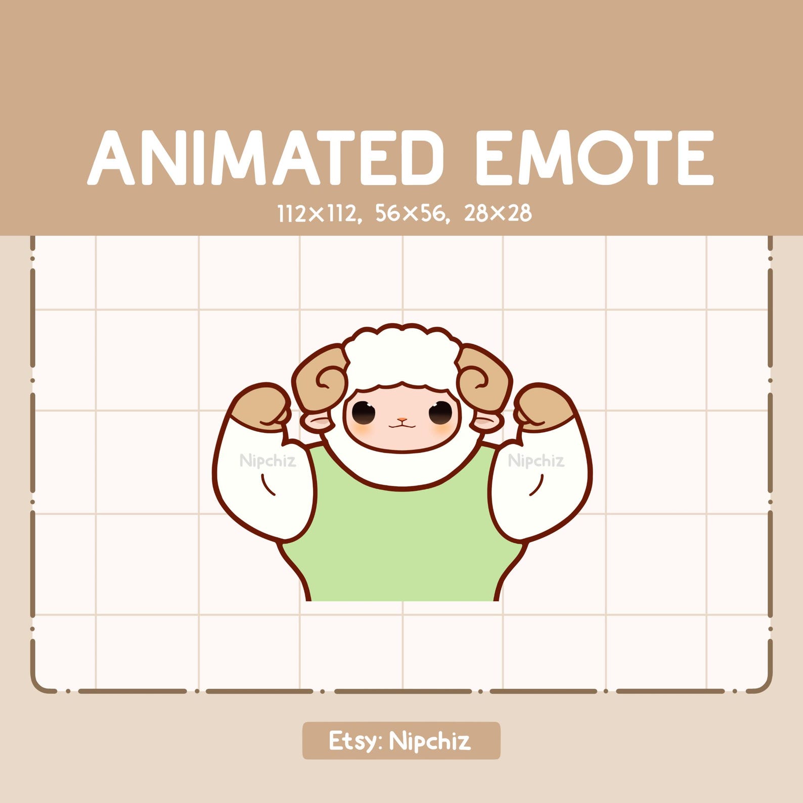 Animated Emote Chibi Sheep is Flexing His Muscle - Cartoon Emote ...
