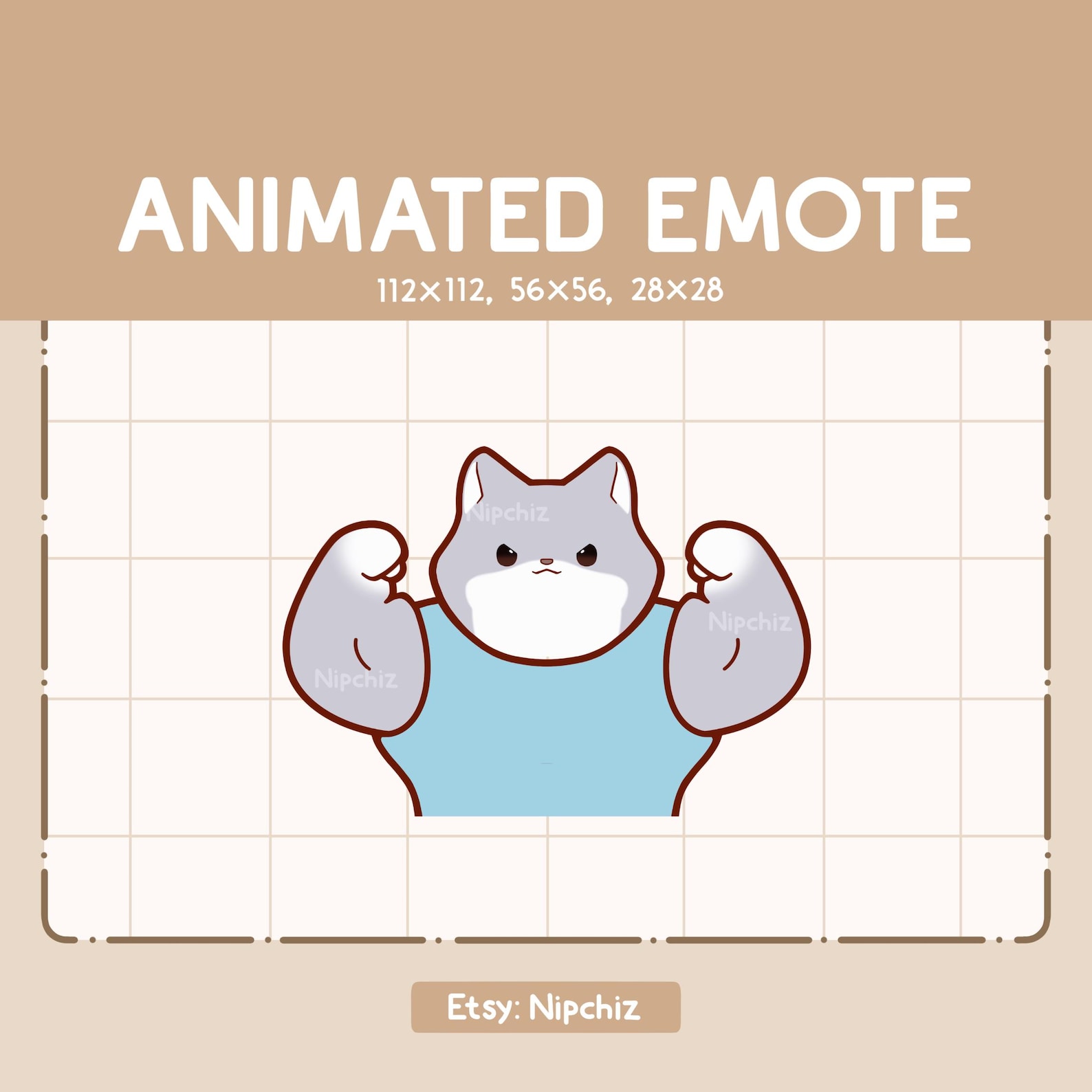 Animated Emote Chibi Wolf is Flexing His Muscle - Funny Emote - Ready ...