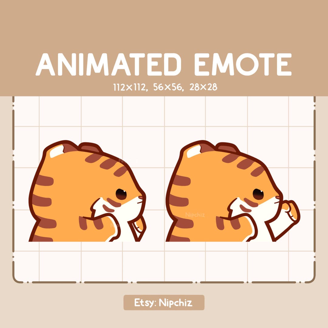 Animated Emote Cute Tiger Punching Fast - Cute Cartoon Emote - Ready to ...